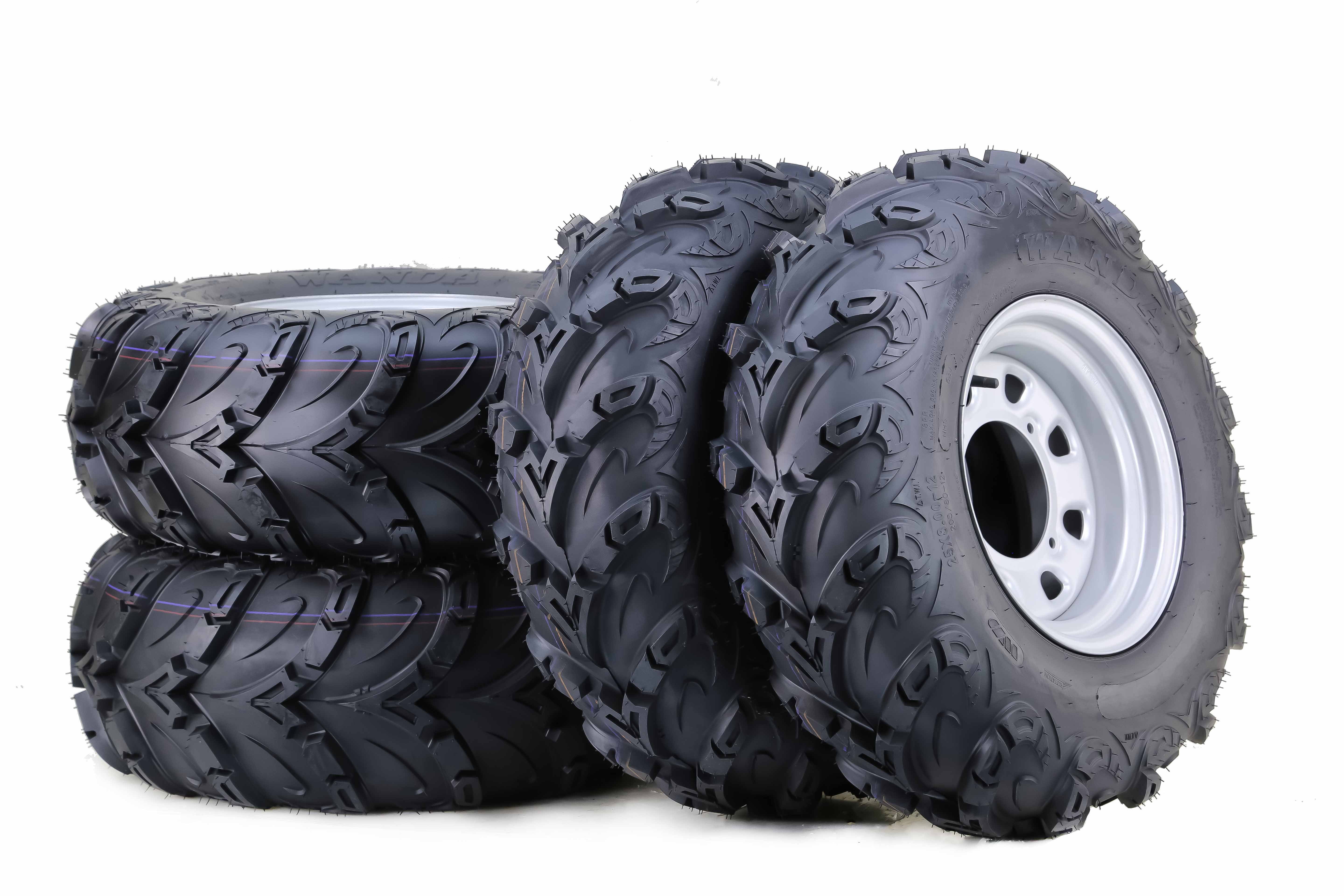 WANDA ATV Tire Wheel Assembly 24x8-12 24x10-12 8-Ply Mud Sling with 4 ...