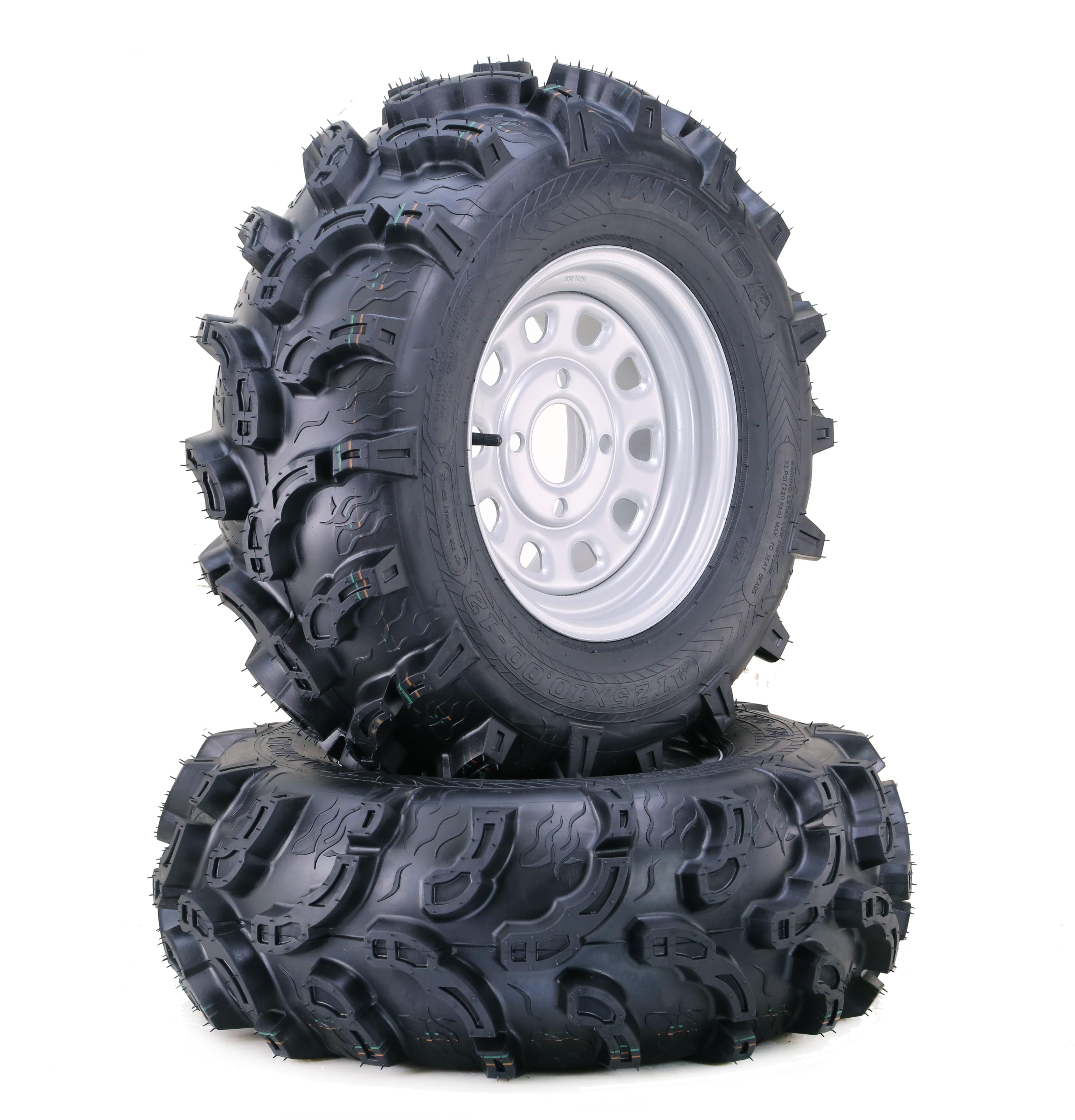 WANDA ATV Tire & wheel 25x10-12 Super Mud with 4-110 PCD 5+2 Silver ...