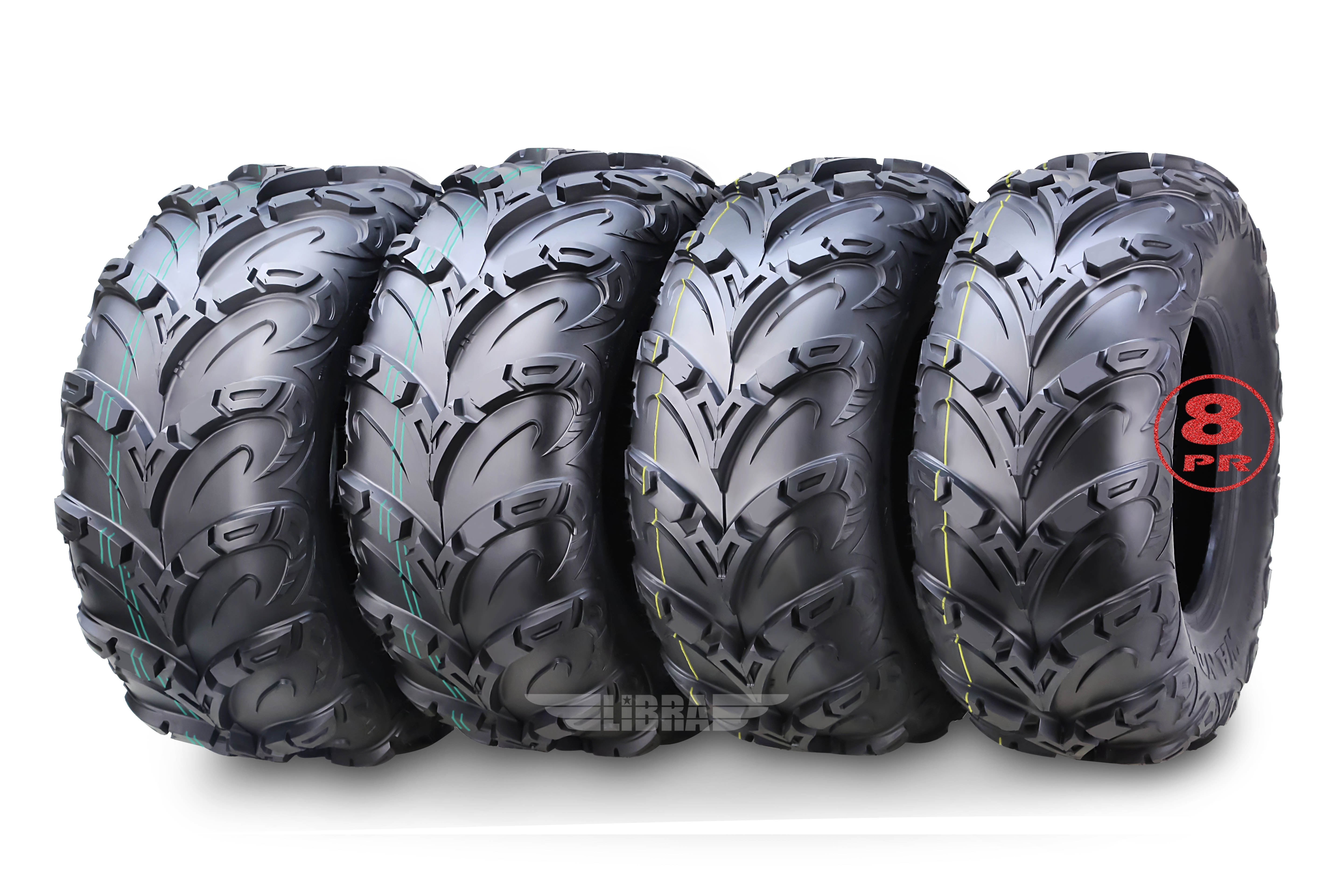 WANDA Mud Sling 8 Ply ATV Tires 24x8-12 & 24x9-11 Set Wheels for Honda ...