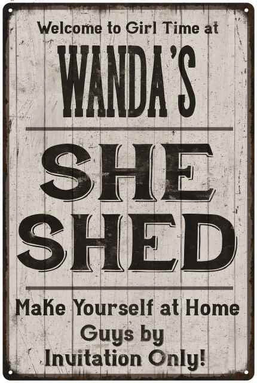 WANDA'S She Shed Sign Lady Cave Gift 8 x 12 Matte Finish Metal ...