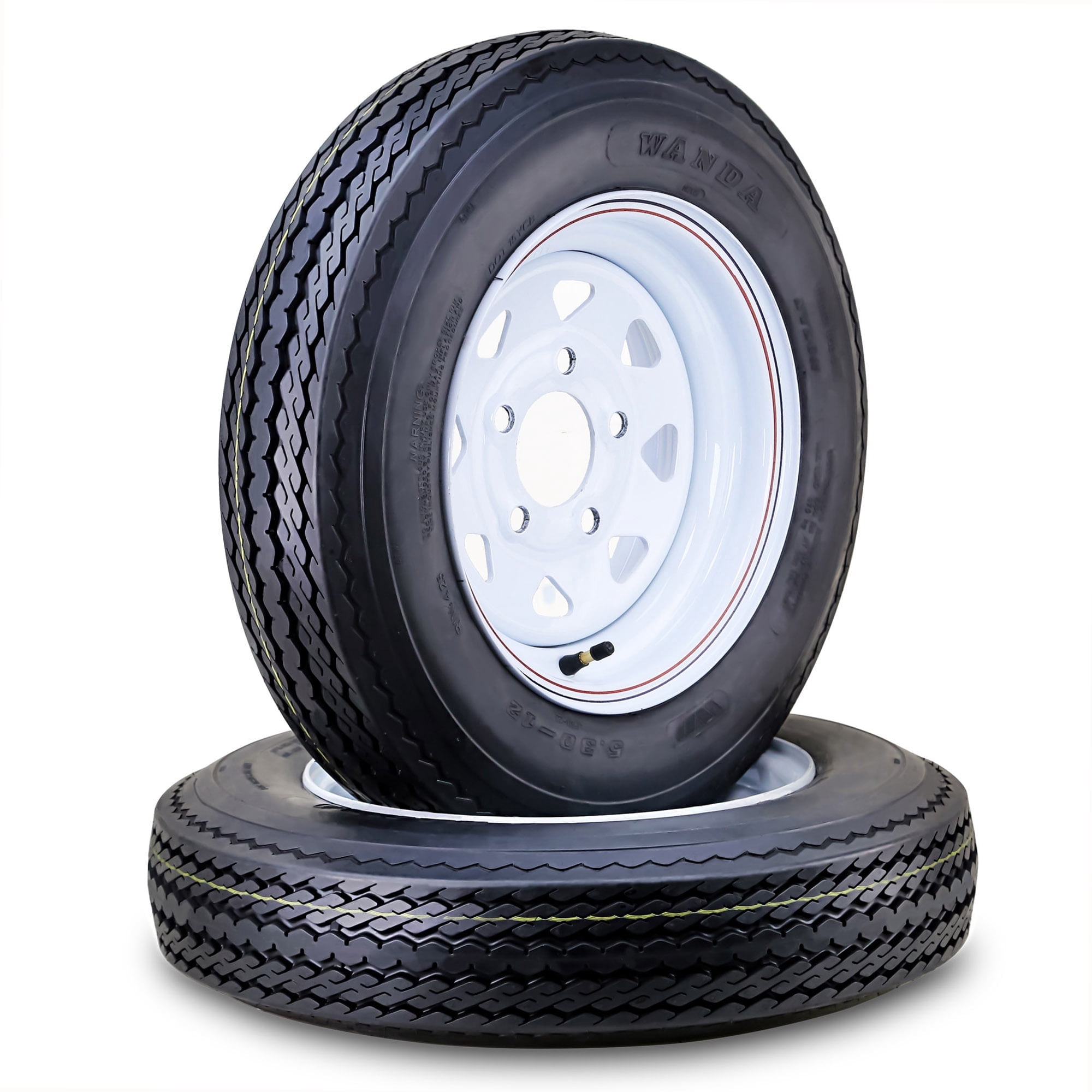 WANDA Trailer Tire Wheel Assembly 5.30-12 6-Ply C 82M 5 Lug on 4.5" PCD ...