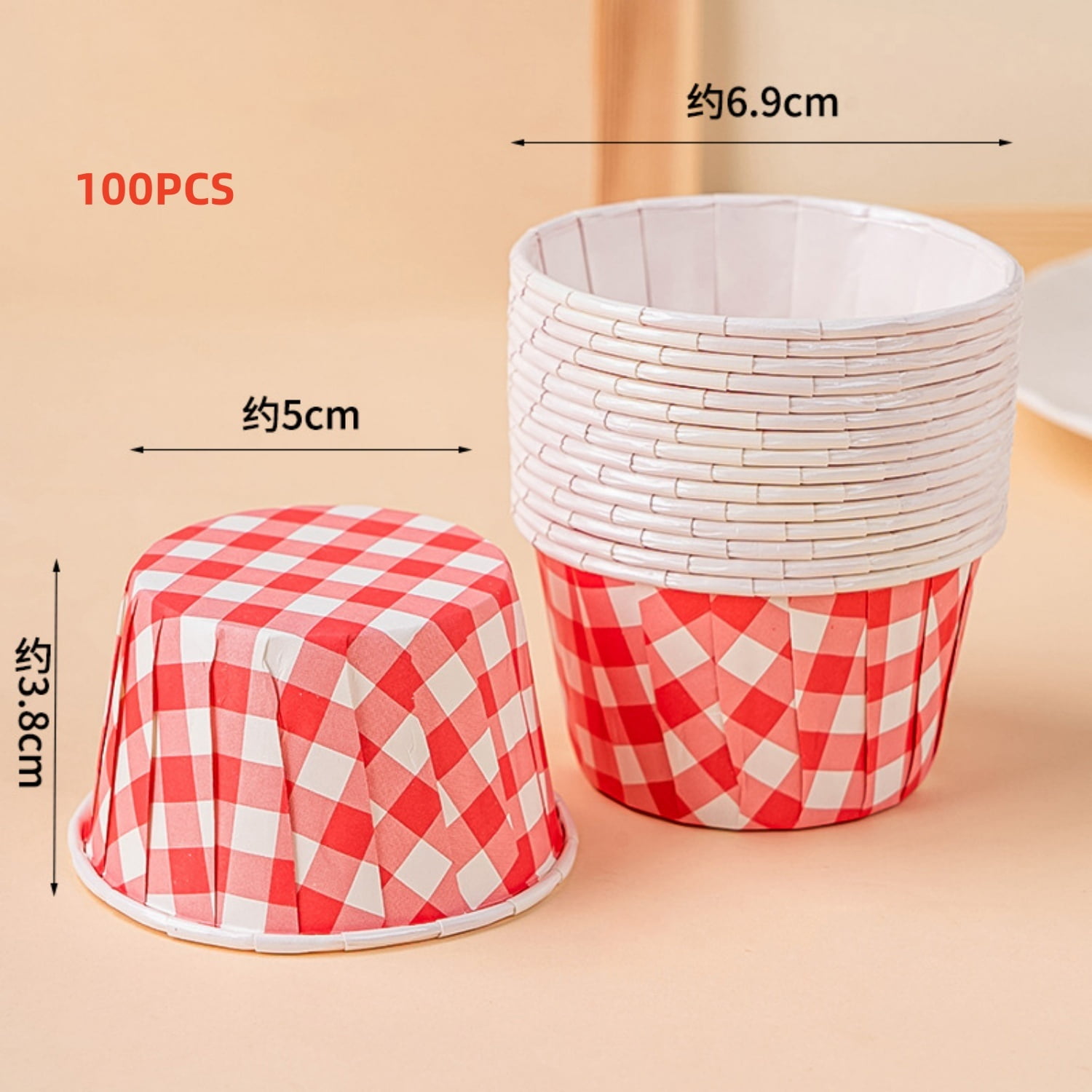 WANDCO Ice Cream Cups Paper Bowls Disposable Gingham Cups Bulk Picnic ...