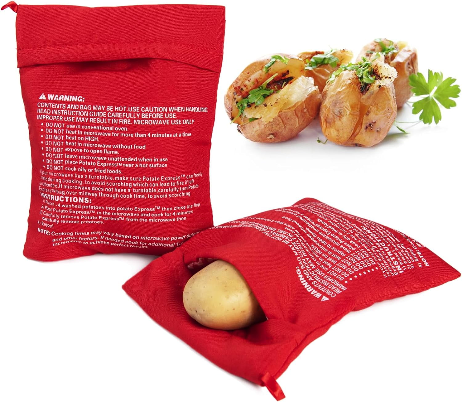 WANDCO Microwave Potato Bag, 2 Pack of Reusable Microwave Cooker Bag ...
