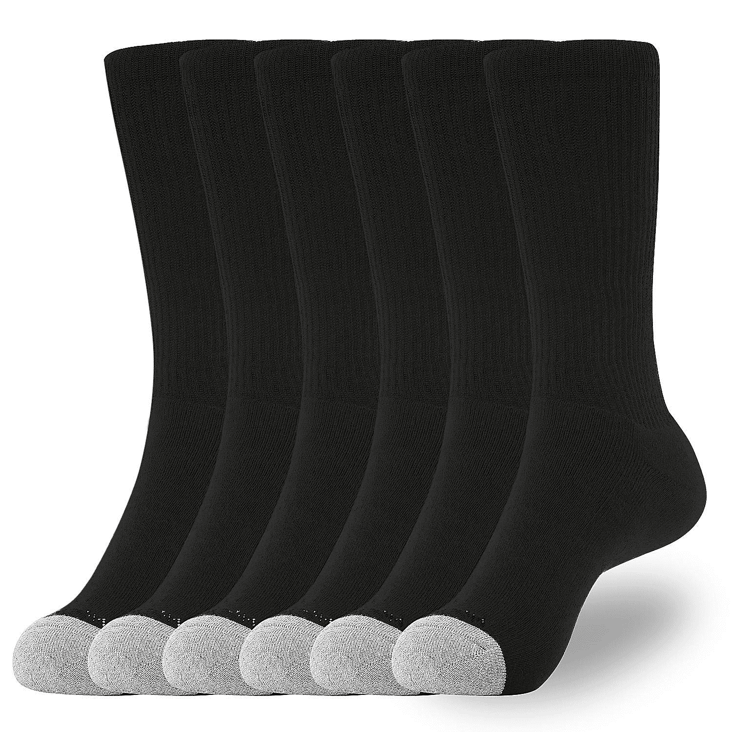 WANDER Men's Cushion Crew Socks 6 Pairs Athletic Running 8-13/12-15 ...