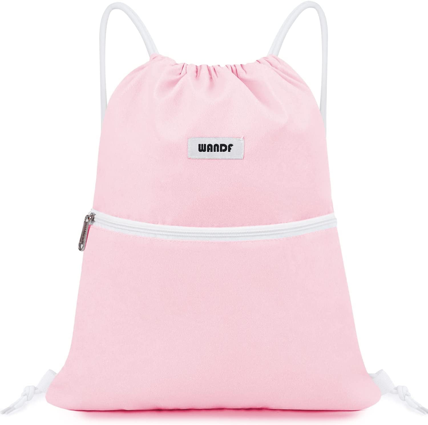 WANDF Drawstring Backpack Water-Resistant Nylon Cinch Bag for Gym, Yoga ...