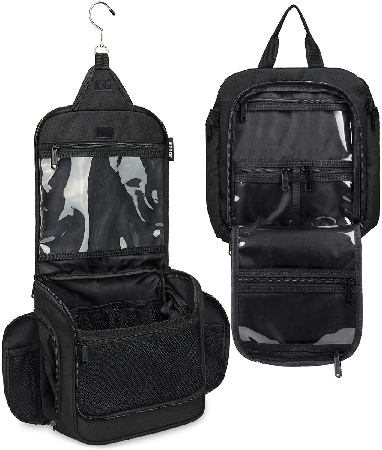 WANDF Hanging Toiletry Bag with Jewelry Organizer, Wet Separation ...
