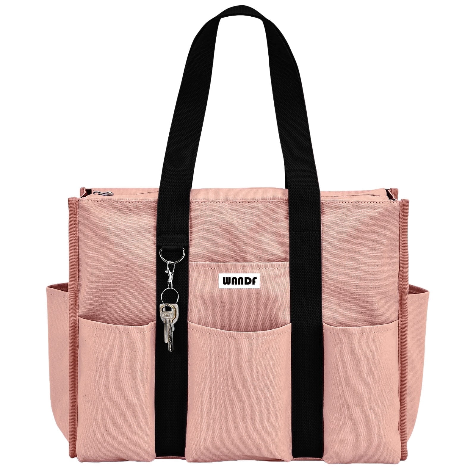 WANDF Tote Bag for Women with Zipper,Large Canvas Laptop Totes with ...