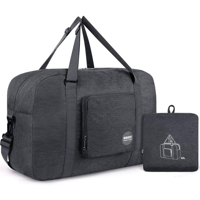 WANDF Adults 18" Foldable Travel Duffel Bag, C-Dark Grey Denim ...