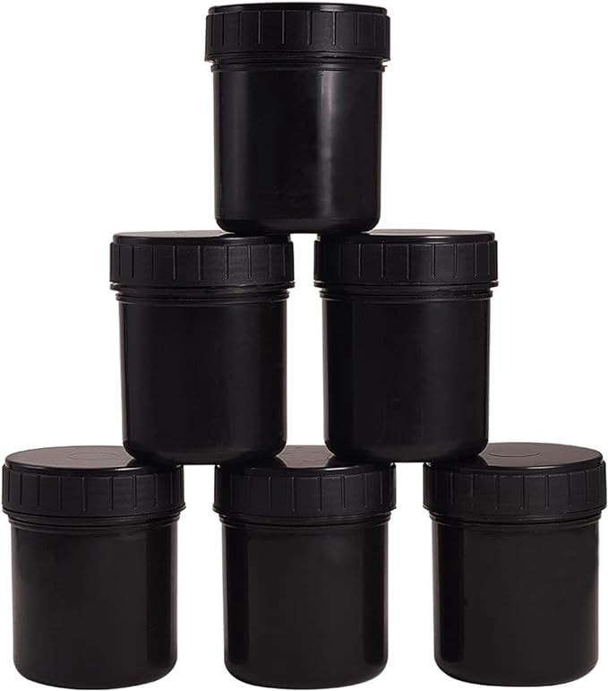 WANDIC 6PCS 150ML Black Empty Plastic Paint Jars, Mixing Containers for ...