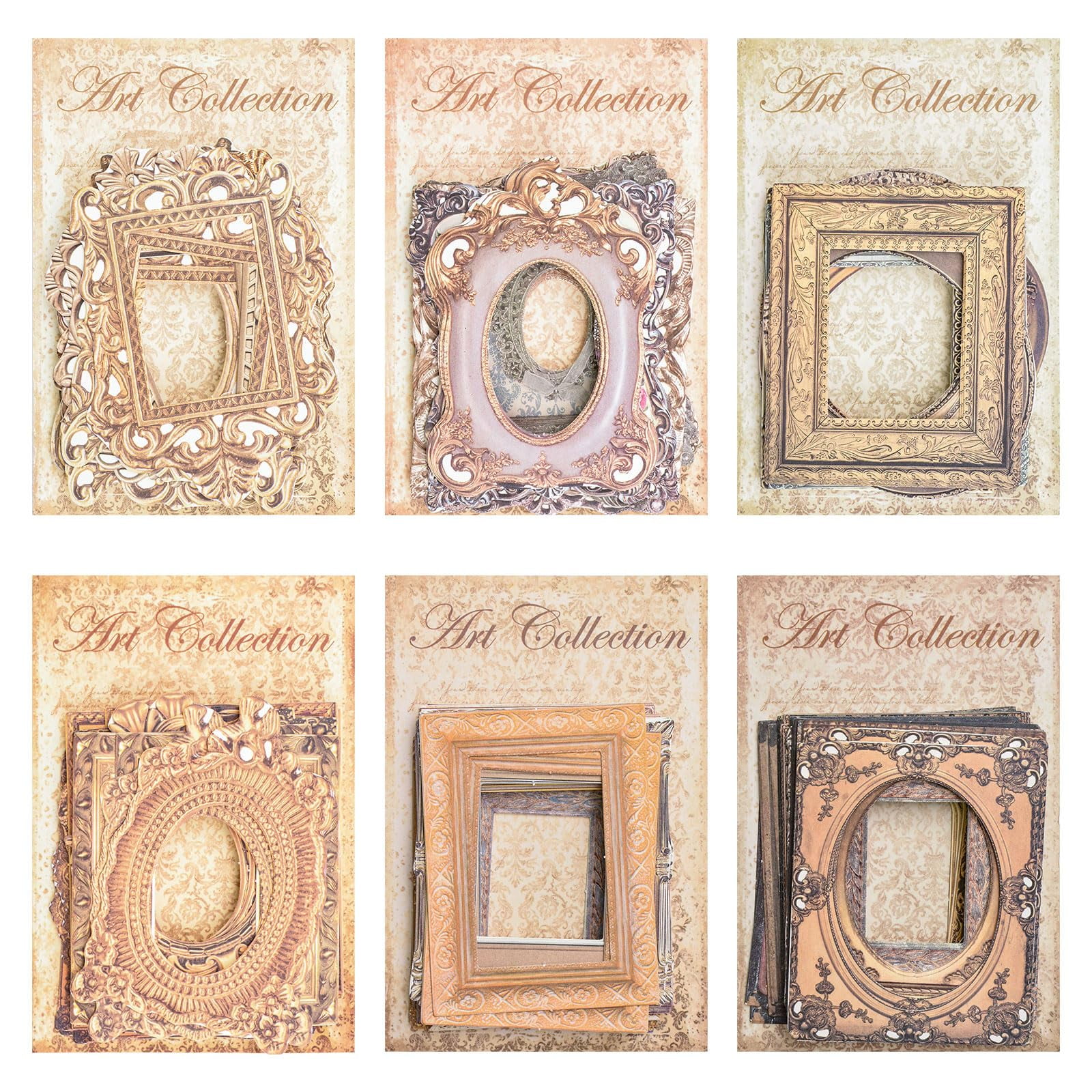 WANDIC Vintage Scrapbook Frames STF9 Card, 180 Pcs Vintage Hollow Paper ...