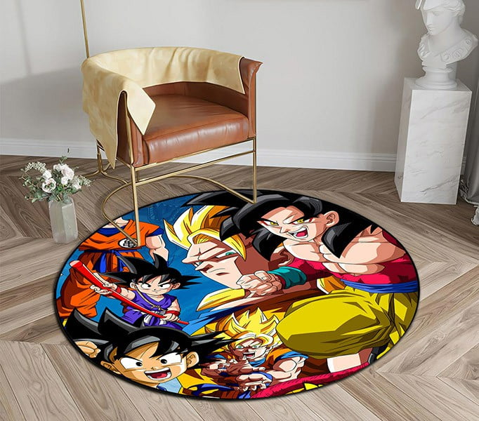 WANDJYOU Anime Dragon Ball Z Goku Round Area Rugs Diameter 3.3 x 3.3ft ...