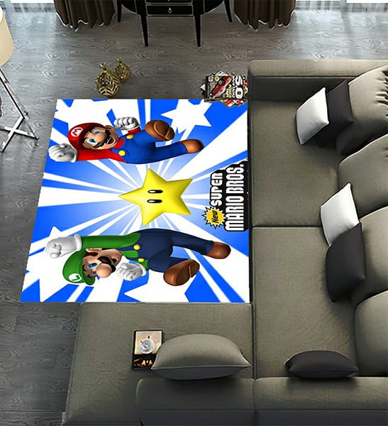 WANDJYOU Cartoon Super Mario Luigi Area Rugs 4 x 6ft Floor Carpet Mat ...