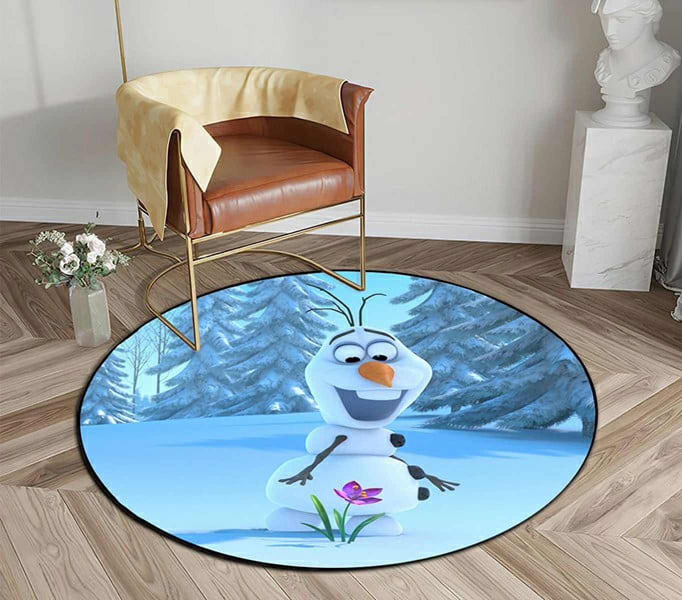 WANDJYOU Frozen Cartoon Movie Olaf Round Area Rugs Diameter 3.3 x 3.3ft ...