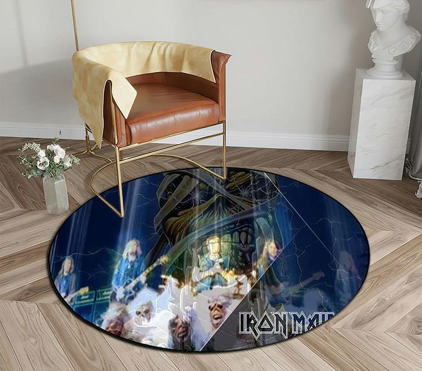 WANDJYOU Iron Maiden Round Area Rugs Diameter 4 x 4ft Floor Carpet Mat ...