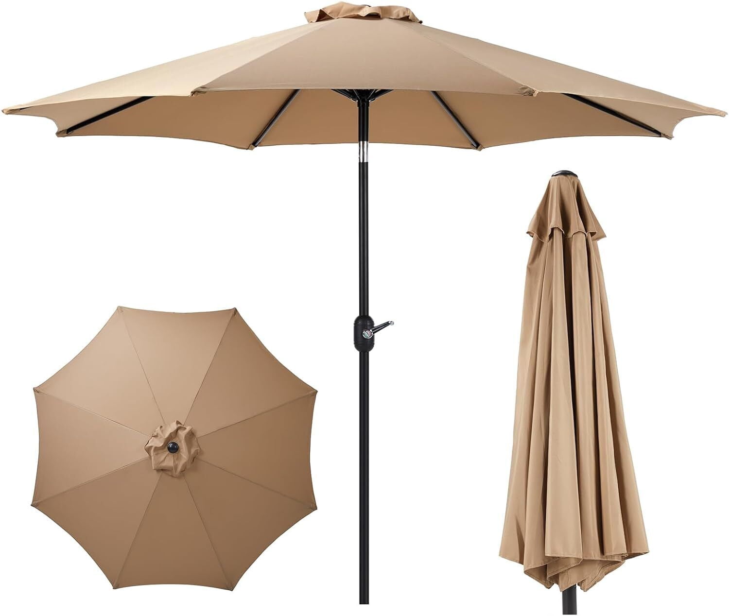 WANGBOY 9FT Patio Umbrella Push Button Tilt Crank Outdoor Pool Umbrella ...