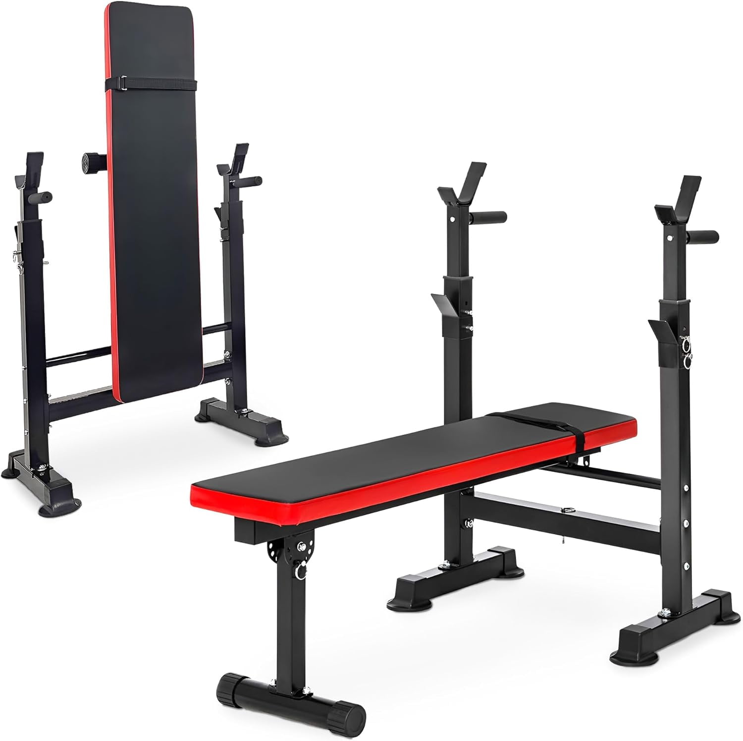 WANGBOY Adjustable Weight Bench with Squat Rack, Home Gym Strength ...