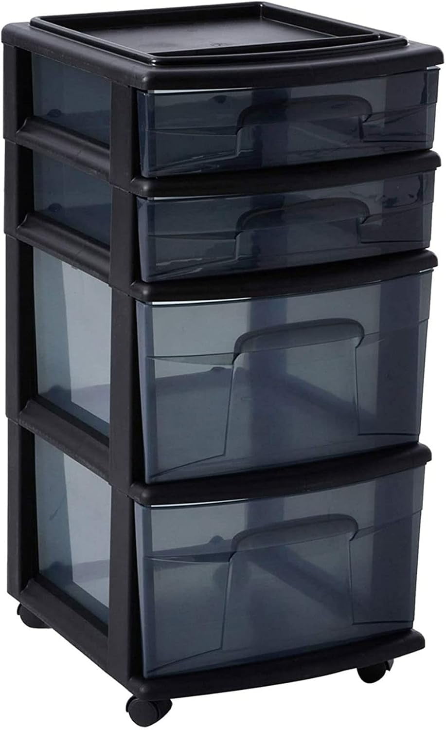 WANGBOY Drawer Tower, 4-Tier Clear Plastic Storage Organizer Cart ...