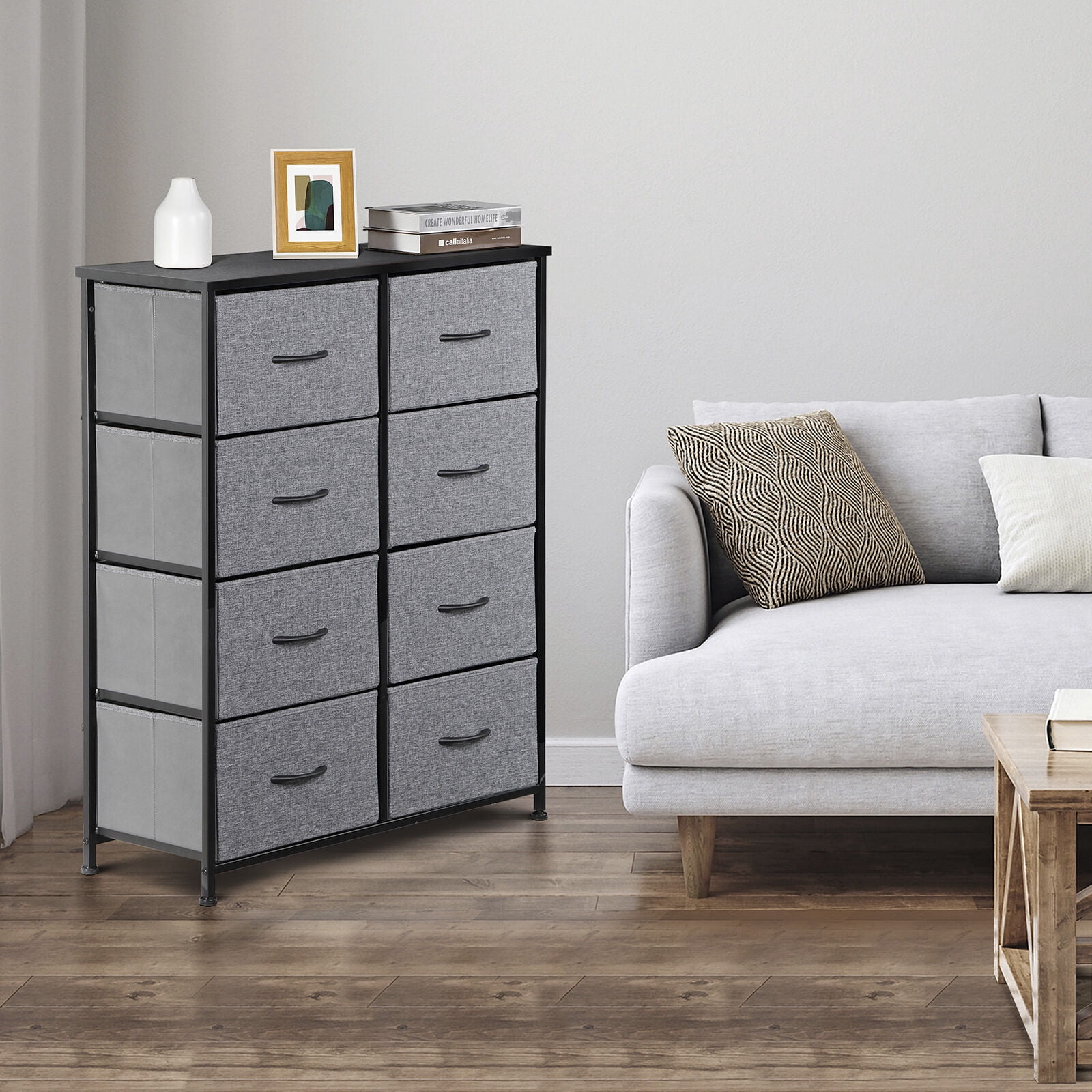 WANGBOY Fabric Dresser for Bedroom Tall Dresser Hallway w/ 8 Drawers ...