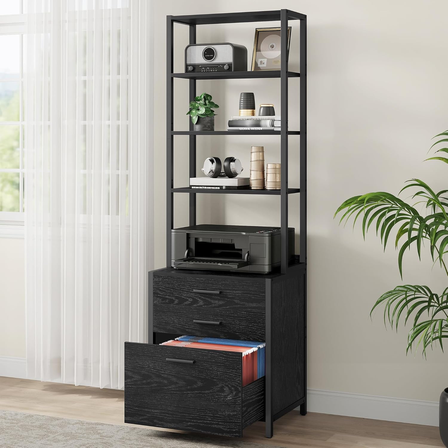 WANGBOY File Cabinet, Home Office Filing Cabinet with Height-Adjustable ...