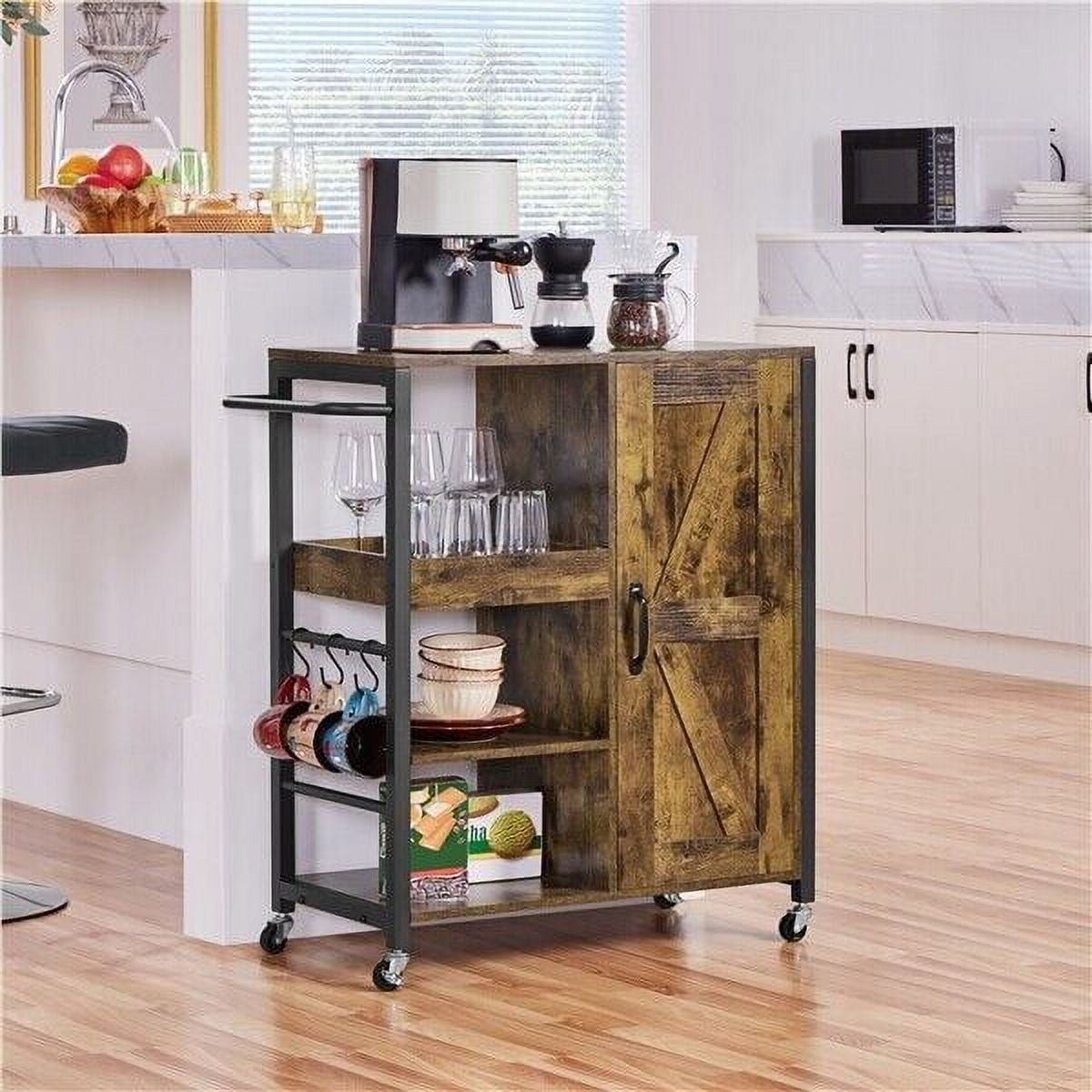 WANGBOY Kitchen Island Cart Rolling Storage Cabinet on Wheels with Open ...