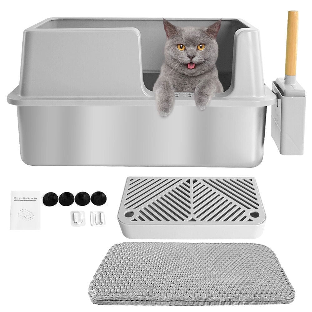WANGBOY Stainless Steel Cat Litter Box, Enclosed Metal Litter Box with ...