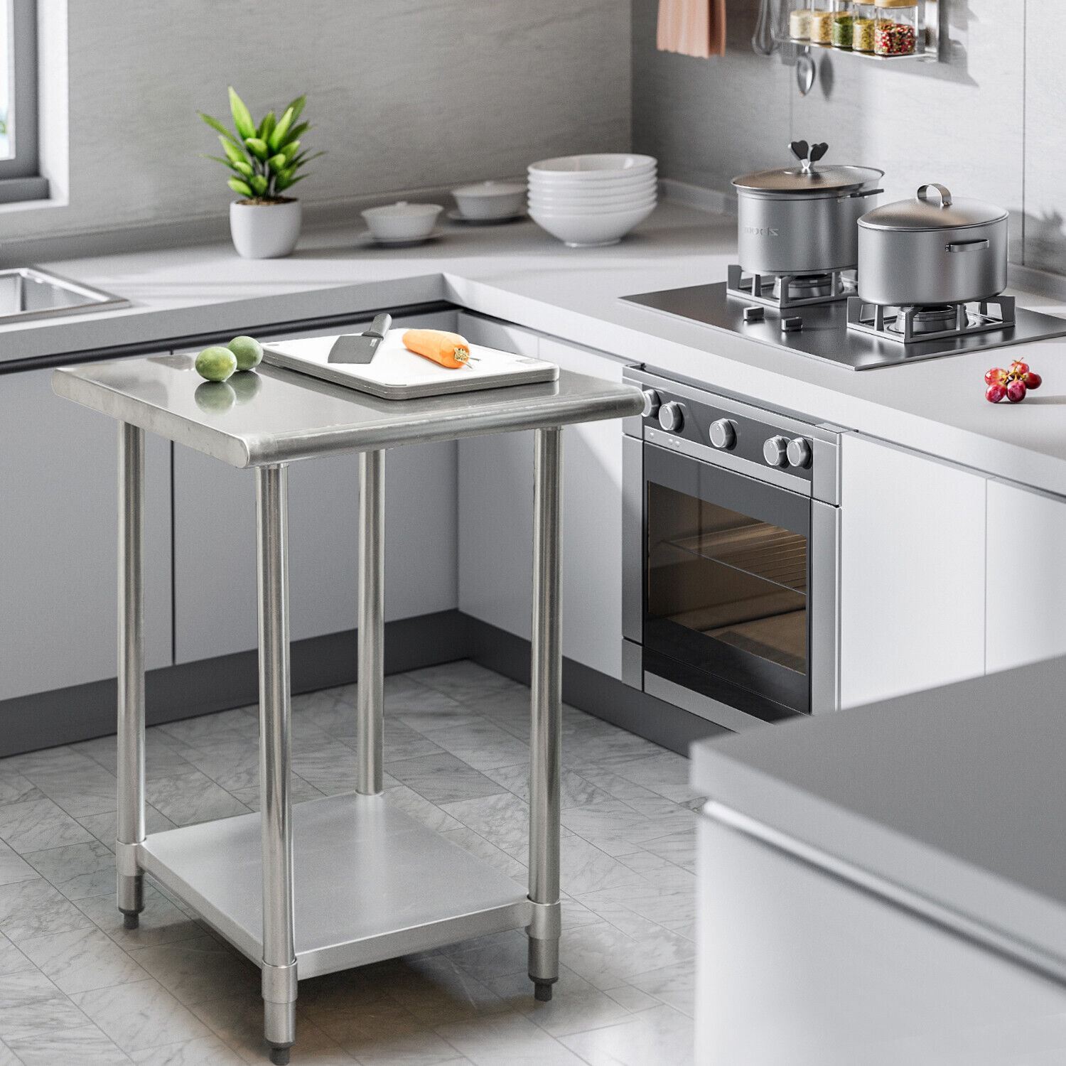 WANGBOY Work Table Stainless Steel Kitchen Work Table Adjustable Table ...