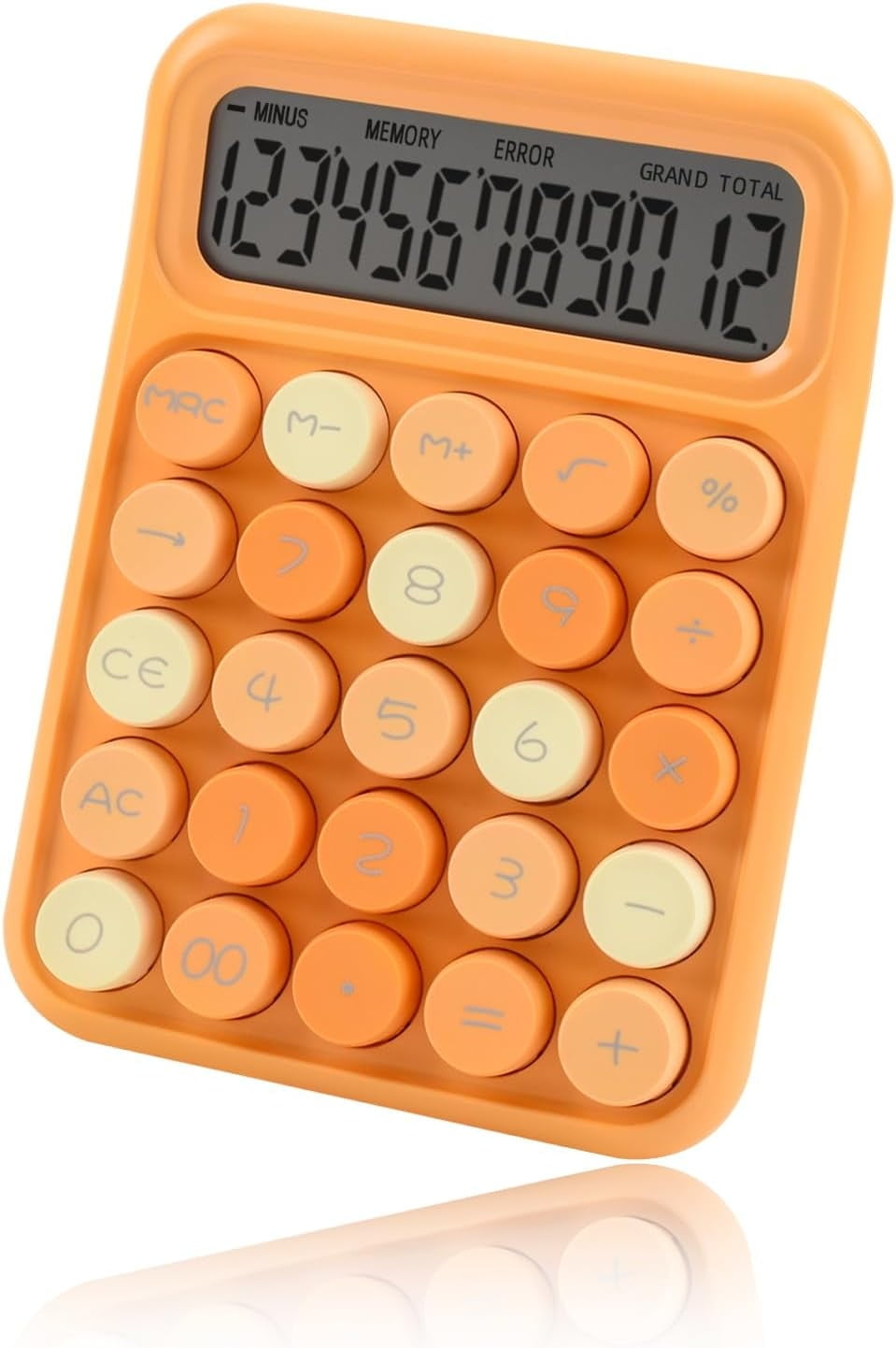 WANGFAN Orange Desktop Mechanical Calculator, 12-Digit Large LCD Display Basic Standard ...