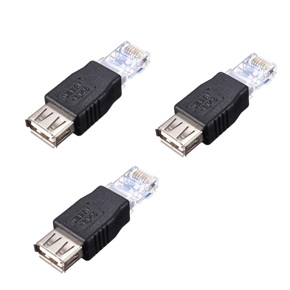 WANGJIAOID 3PC USB A Female F to Ethernet RJ45 Male Router Adapter Plug ...