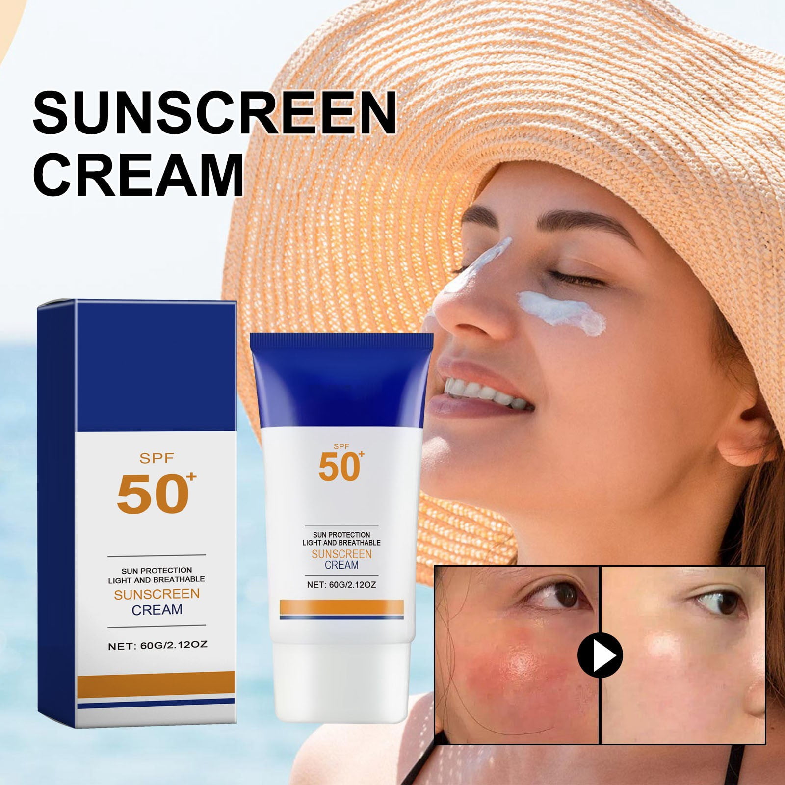 WANGJIAOID 50+ Broad Sunscreen Water Fast Absorbing Non Greasy UVA ...