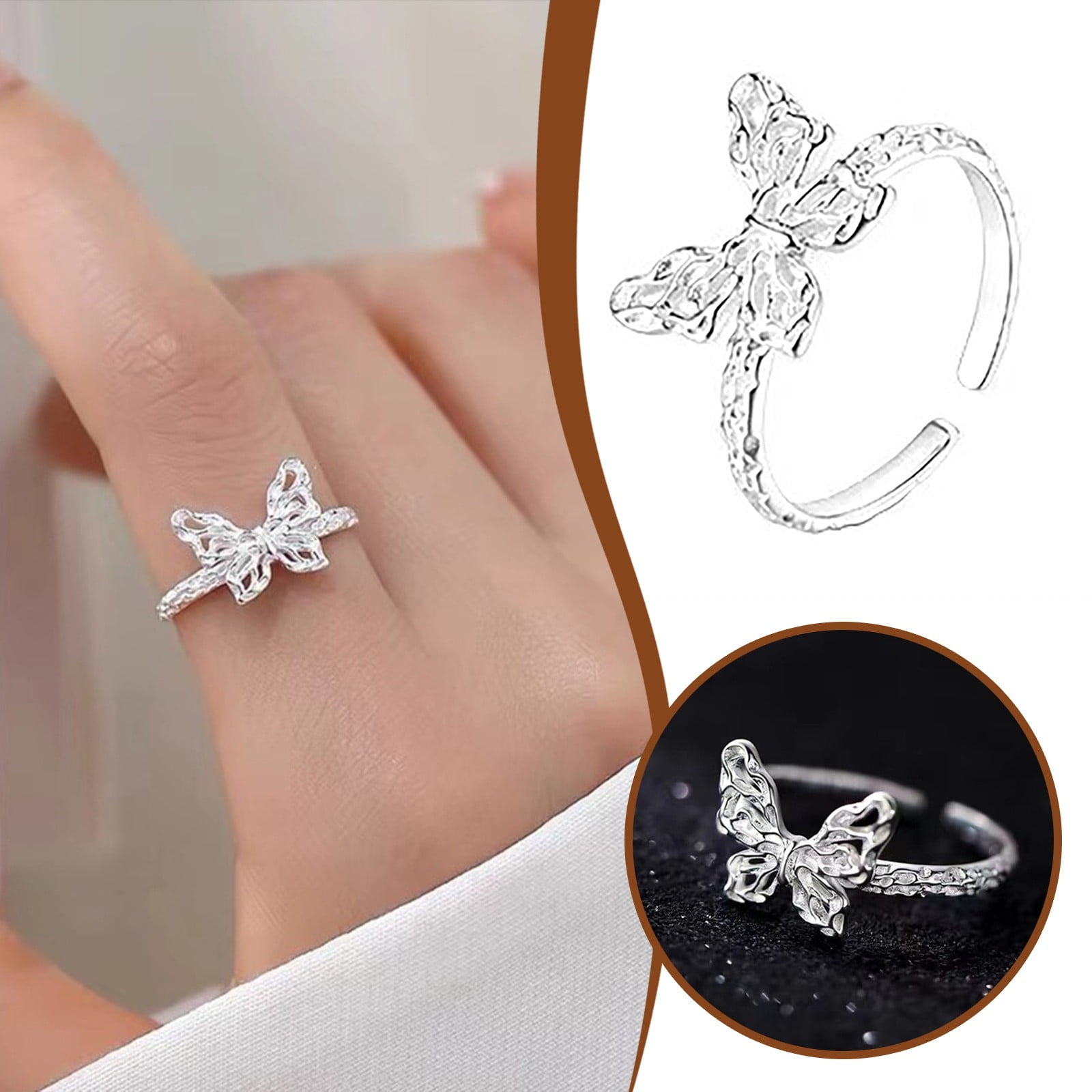 WANGJIAOID Bow Ring Wedding Engagement Ring Promise Ring Jewelry Gifts ...
