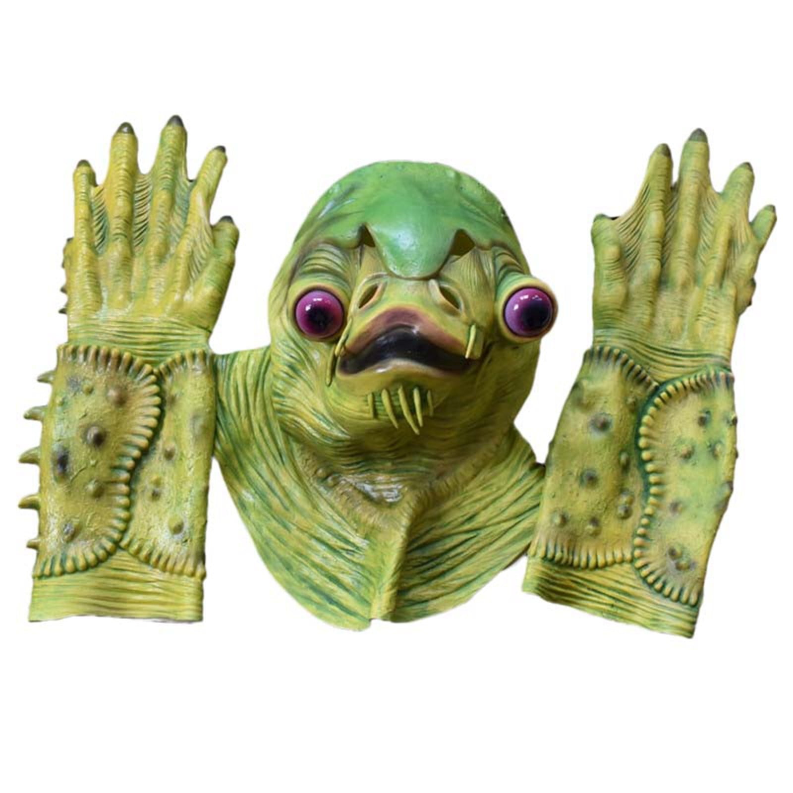 WANGJIAOID Catfish Green Fish Head Wearing Role Playing Set Latex Head ...