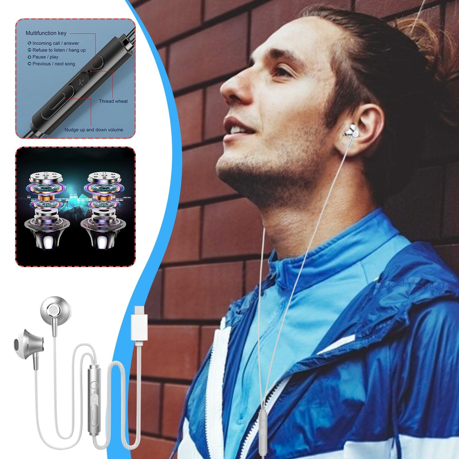WANGJIAOID Earbuds for Android Phone Type C Metal Headphones In Ear ... WANGJIAOID Earbuds for Android Phone Type C Metal Headphones In Ear ...