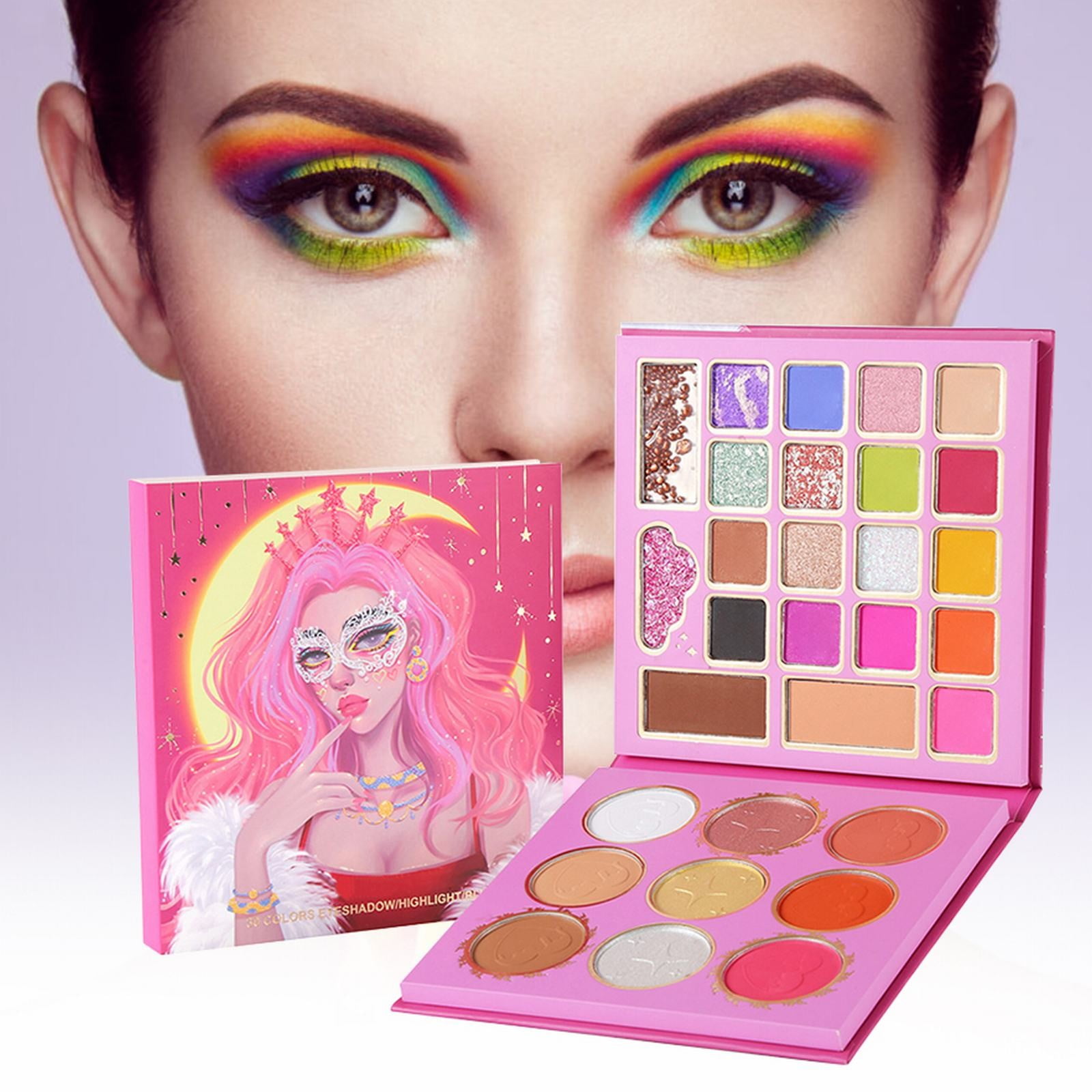 WANGJIAOID Eye Shadow Powder Blusher High Gloss Makeup Plate 30 Color ...