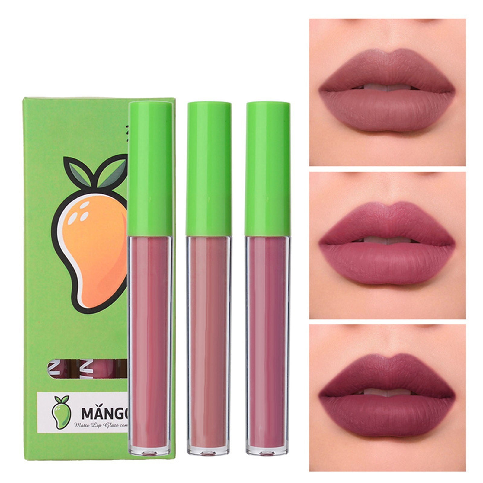 WANGJIAOID Fruit Lip Glaze Set 3 Pieces Liquid Lip Glaze Waterproof ...
