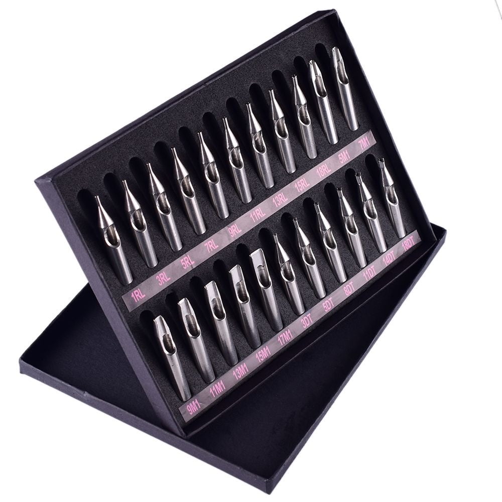 WANGJIAOID Nail Tech Gloves 22 Pcs Stainless Steel Tattoo Nozzle Tips ...