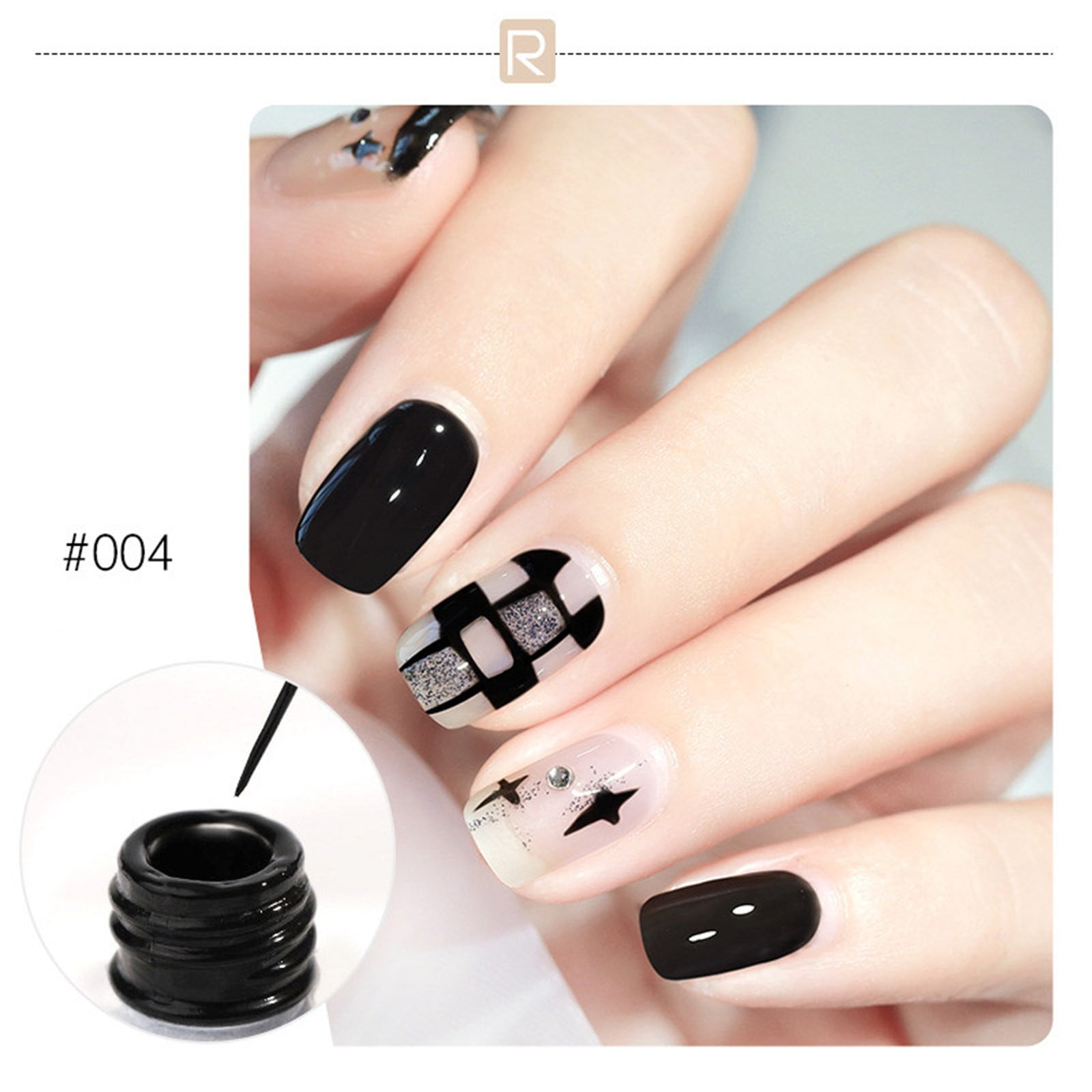 WANGJIAOID Rhinestone Pen Applicator Painted Gel Nail Polish With Brush ...