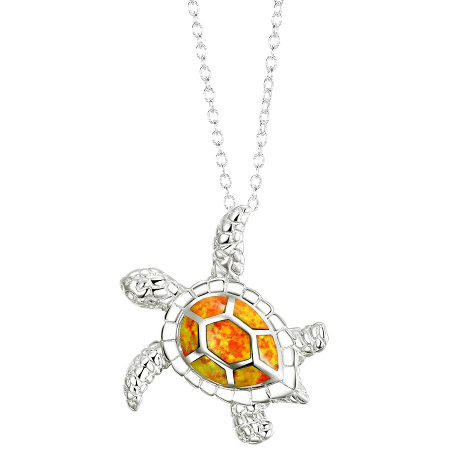 WANGJIAOID Teardrop Necklace The Turtle Pendant Painting Oil Small ...