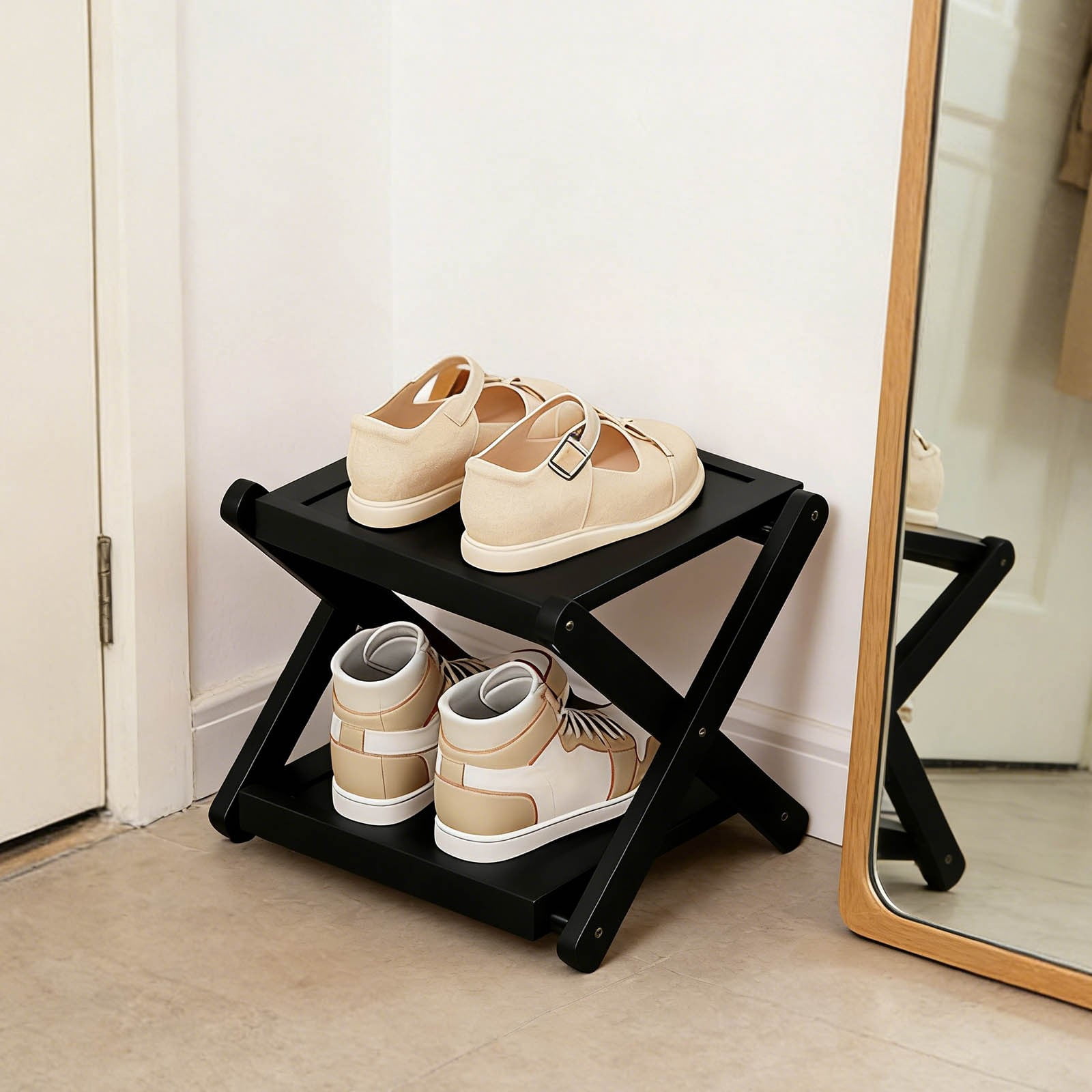 WANGJING 2/3/4/5/6/7/8-Tier Foldable Shoe Rack Organizer - Premium Wood ...