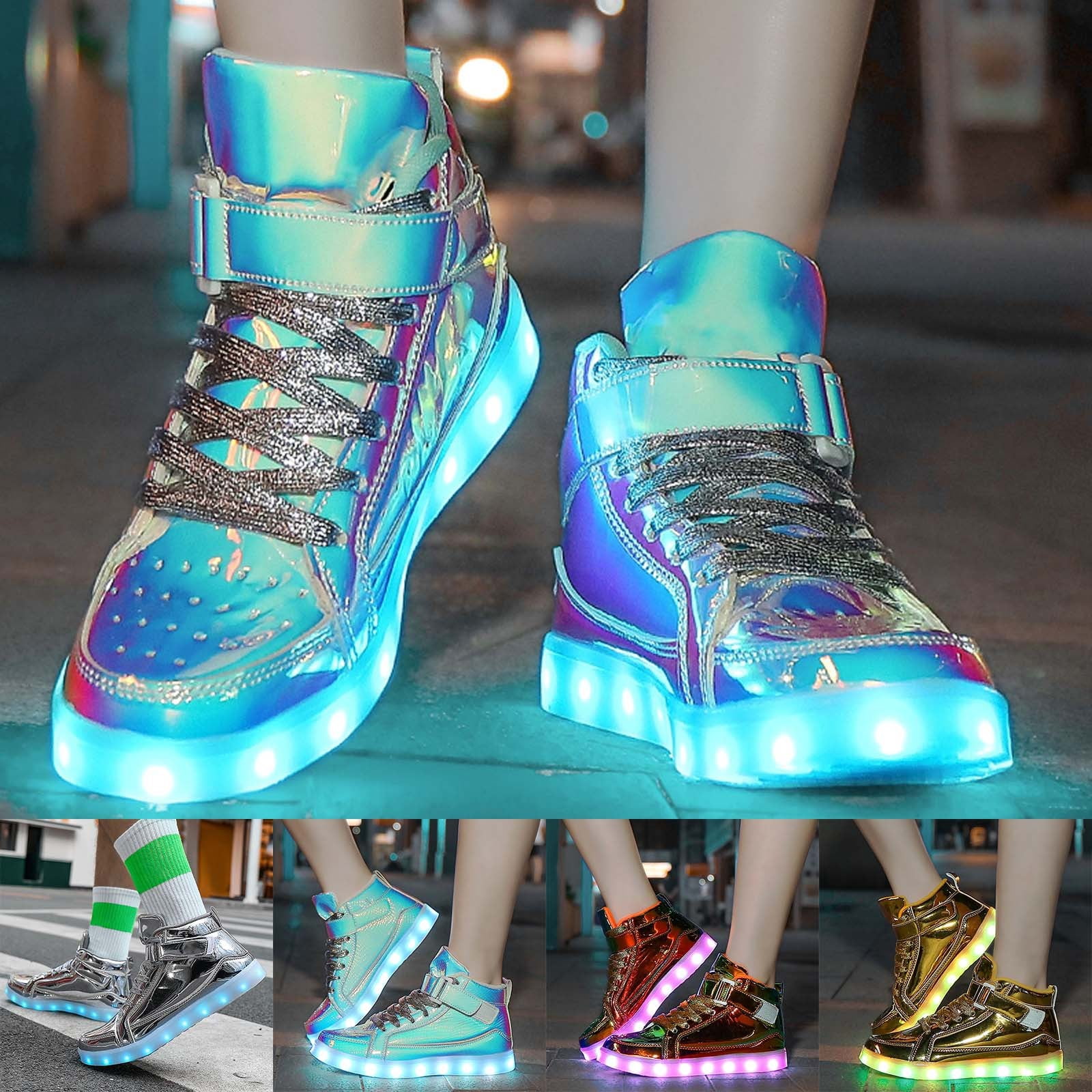 WANGJING Light Up Shoes Men Women LED Shoes USB Charging Adult High Top ...