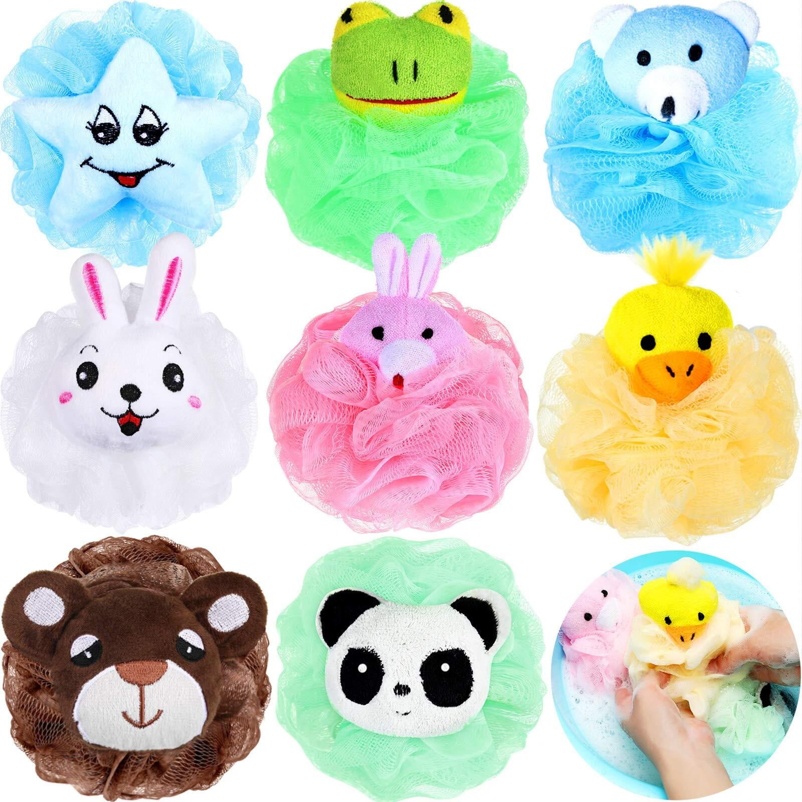 WANGLI 8 Pieces Kids Bath Loofahs Animal Bath Sponge Cartoon Shower ...