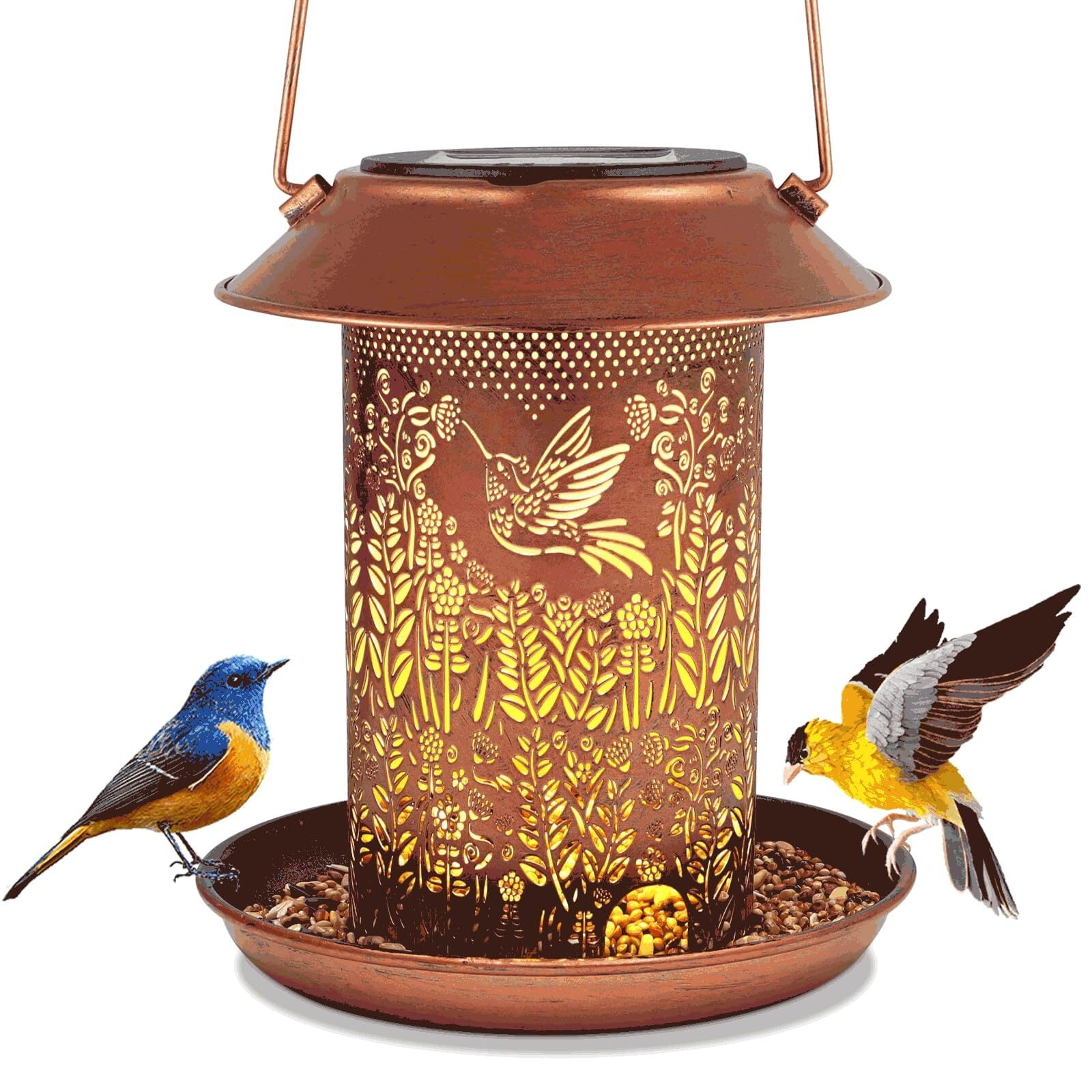 WANGLI Bird Feeders for Outdoors Hummingbird Garden Decor Solar Lanterns Outdoor Waterproof ...
