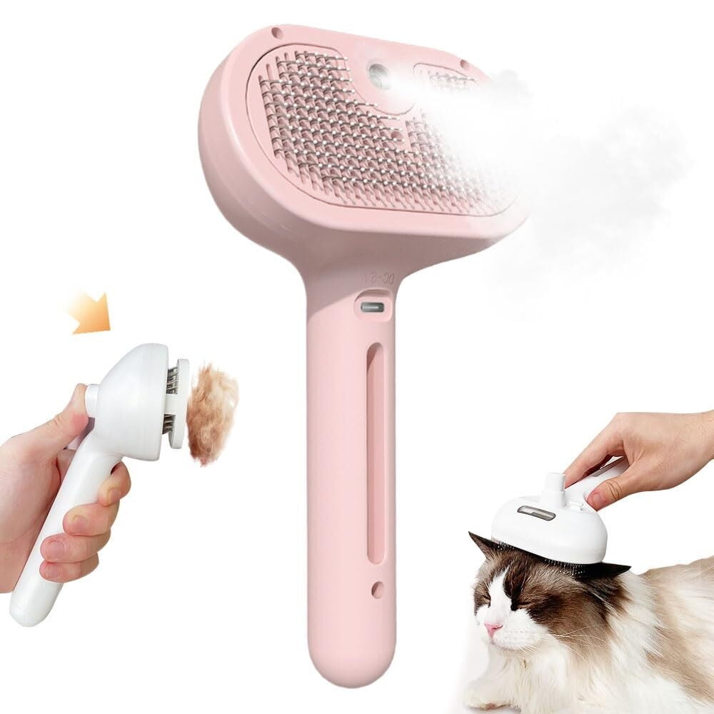 WANGLI Cat Steam Brush for Shedding, Horse Steam Brush, Pet Spray Hair ...