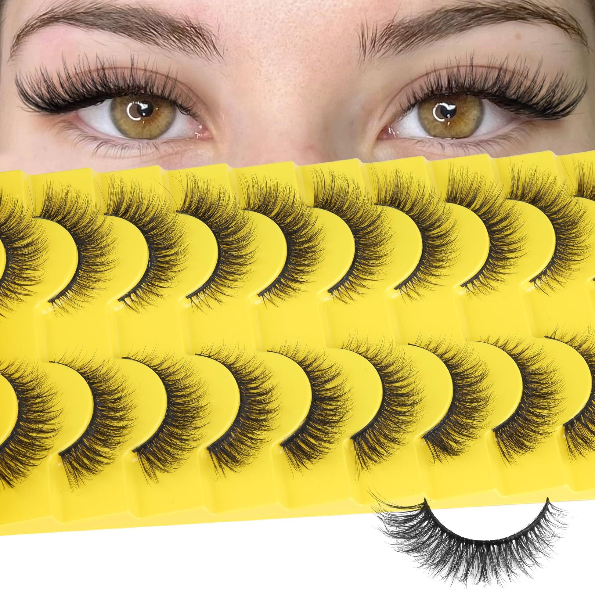 WANGLI Natural Lashes 14mm Short False Eyelashes Natural Look Fox Eye ...