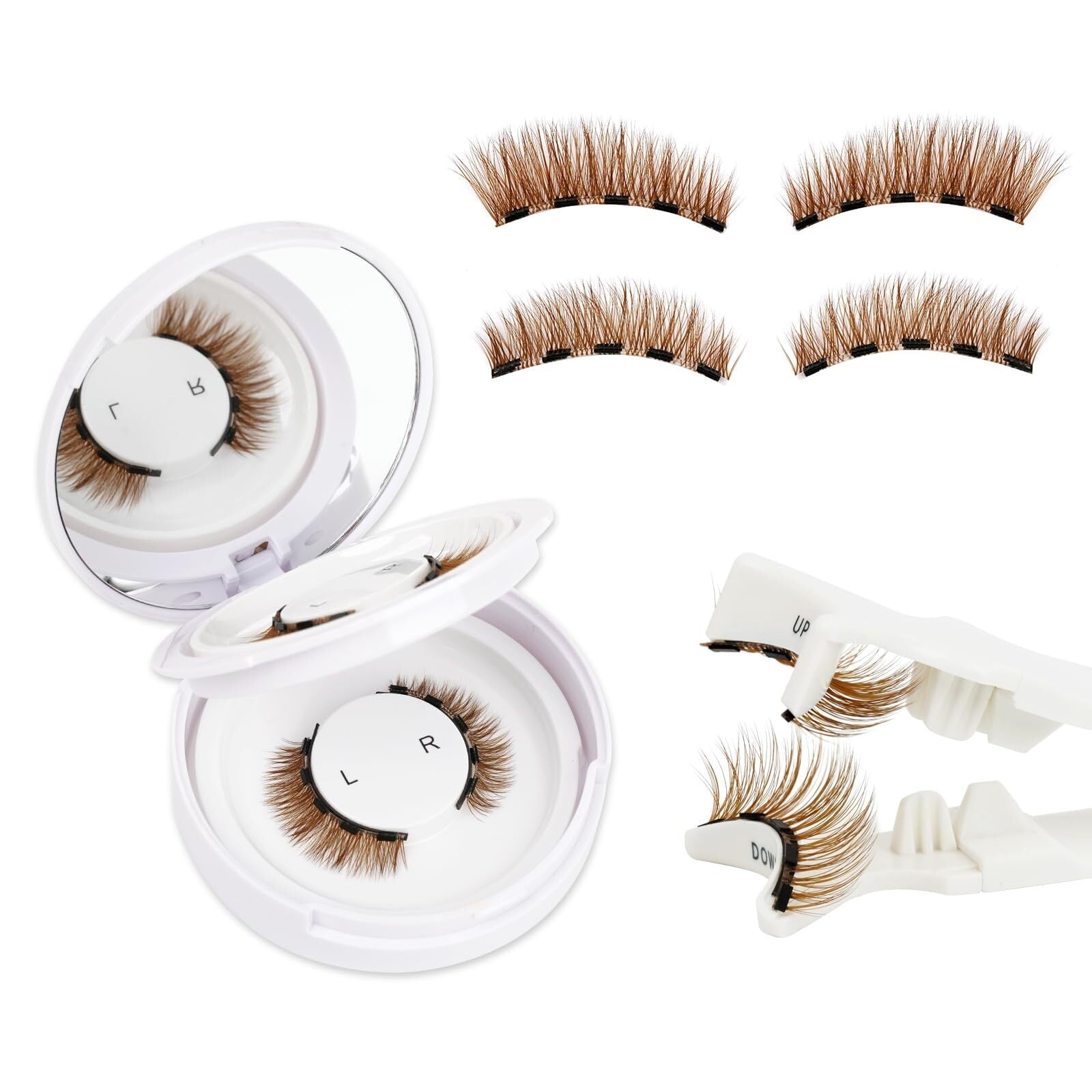 WANGLI Natural Look Magnetic Eyelashes Kit 2 Pairs Reusable Double ...