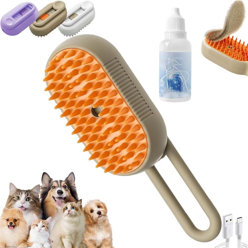 WANGLI Spritz Defur Comb for Cats and Dogs, One-Click Spray Brush, 3 in ...