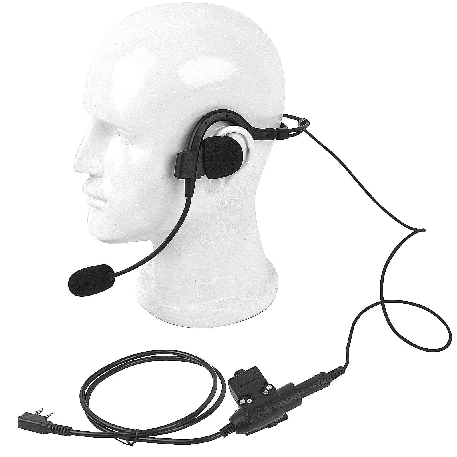 WANGLI Walkie Talkie Earpiece Behind The Head Over Ear Radio Headset Headphone with Boom Mic U94 ...