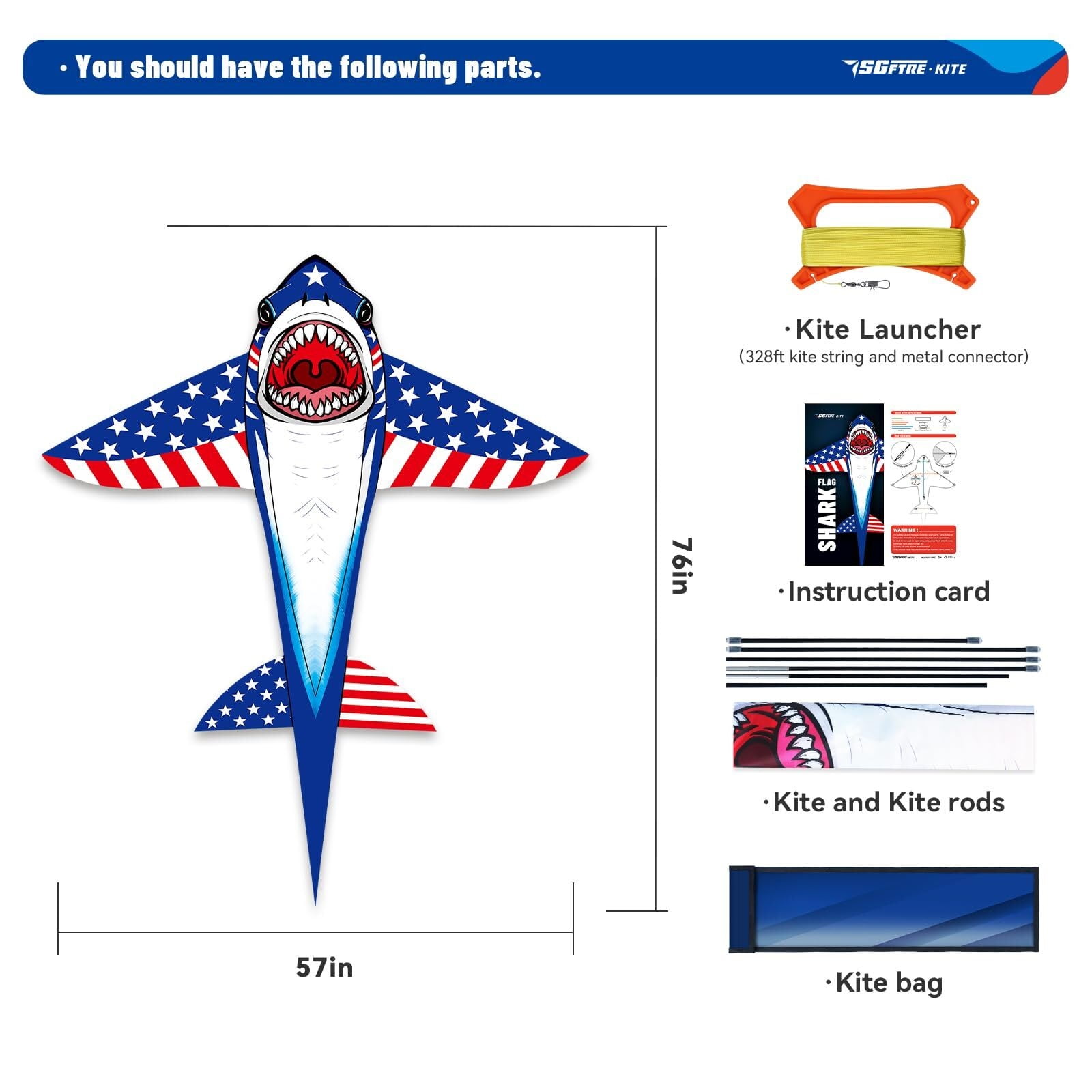 WANGQ Three Headed Shark Kite for Kids and Adults,Kites for Kids Easy ...