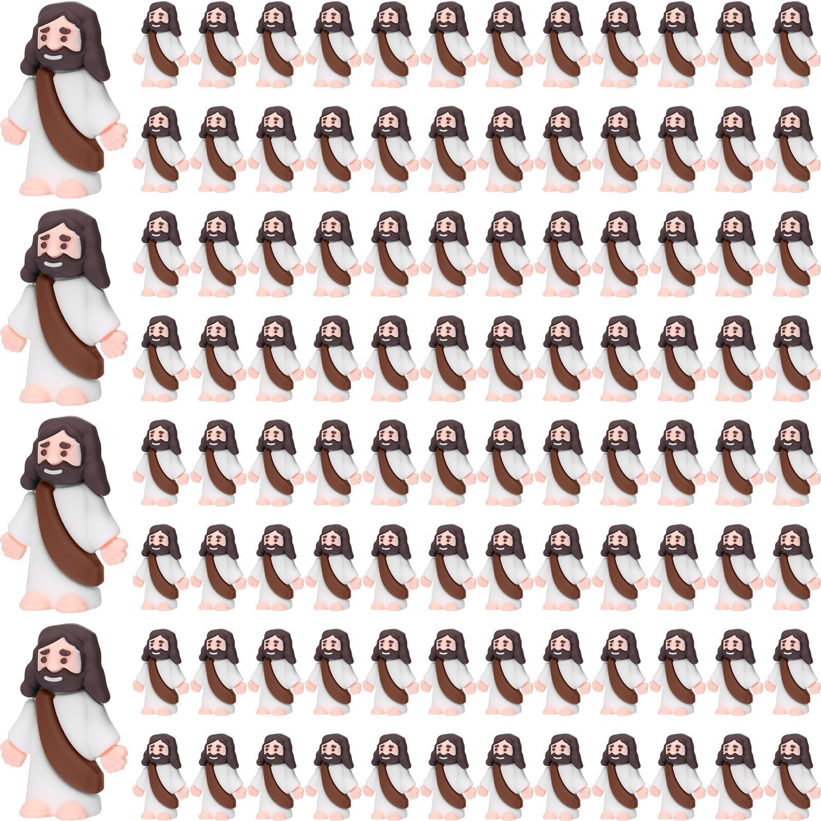 WANGQI 100 Pcs Mini Jesus Figurines Bulk Little Jesus Figures to Hide ...