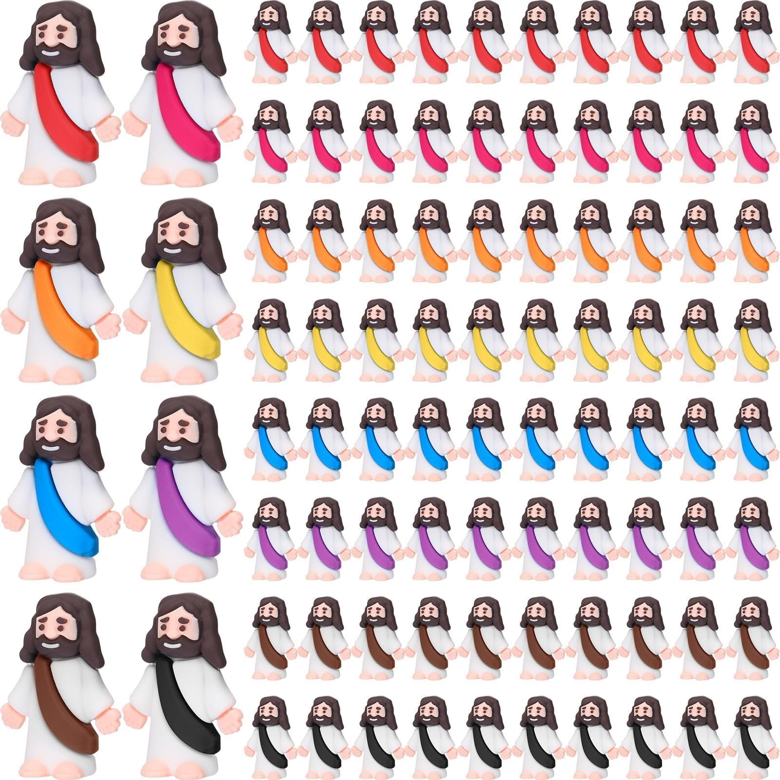 WANGQI 100 Pcs Mini Jesus Figurines Bulk Little Jesus Figures to Hide ...