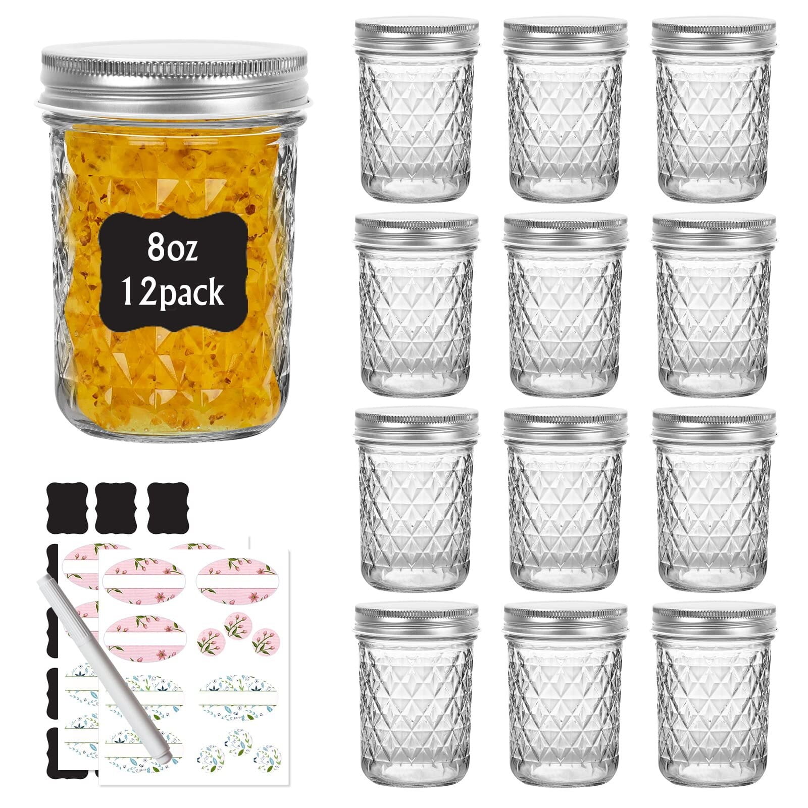 WANGQIANG 4 oz Mason Jar with Airtight Lids,20 Pack Wide Mouth Small ...